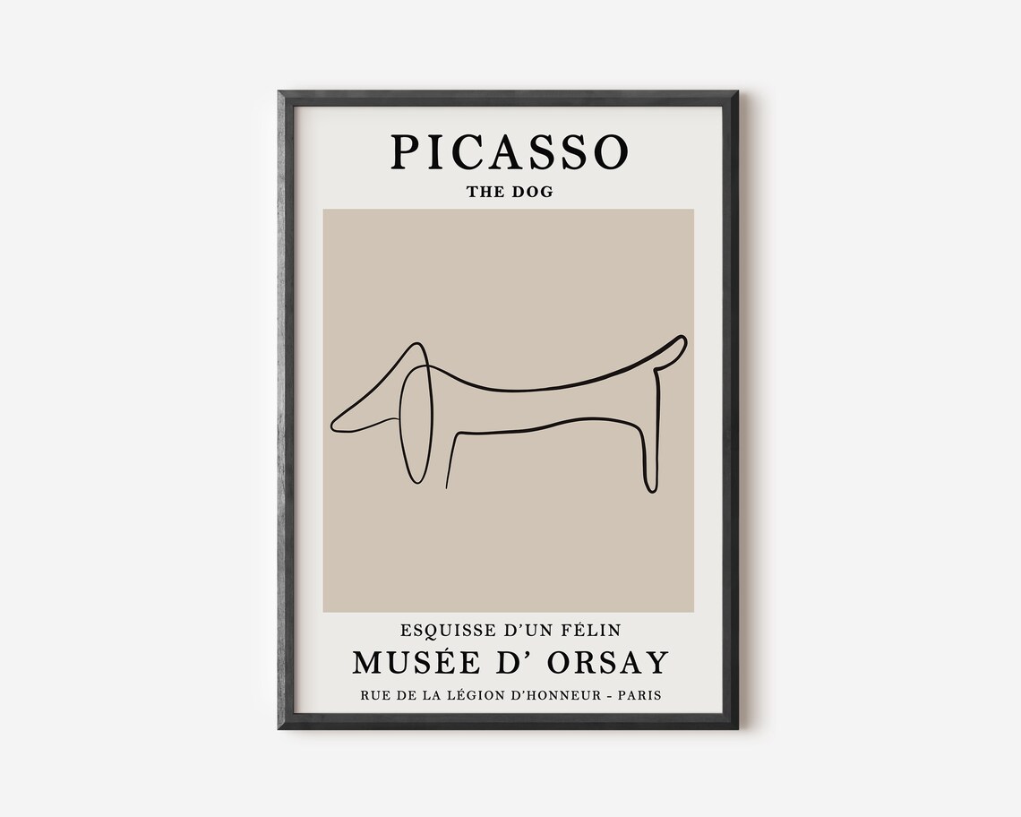 Picasso Line Art Dog Picasso Print Sousage Dog Poster Line | Etsy