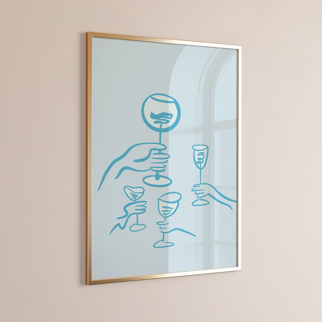 Blue Cheers Print Line Art, Line Art Cheers Print, Summer Wall Art ...