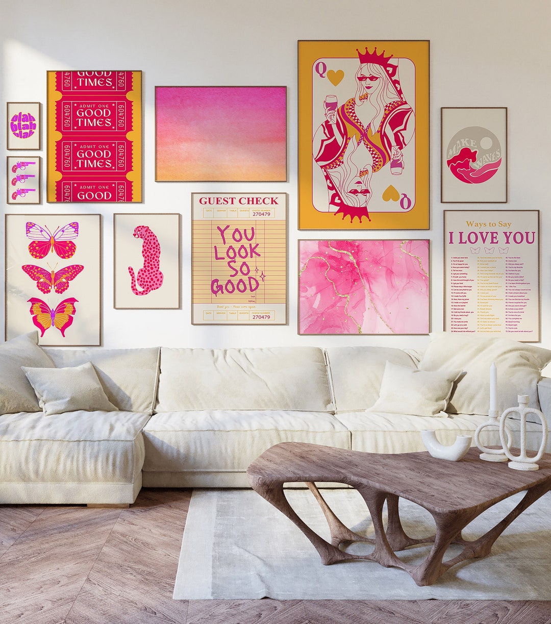 Preppy Wall Art Set, Trendy Retro Gallery Wall Set, Preppy Dorm Decor ...