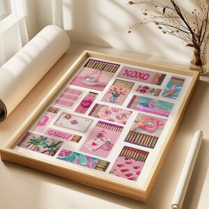 Preppy Pink Matchbox Art Prints, Trendy Collage Room Decor, Girly Wall ...
