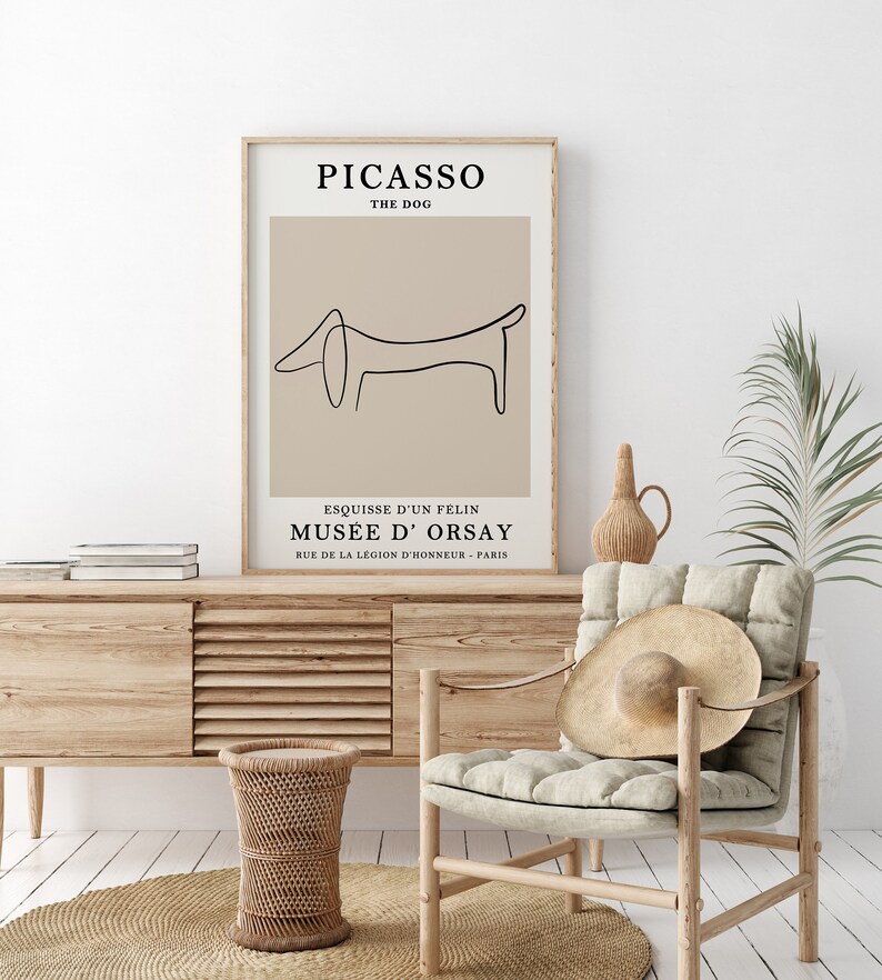 Picasso Line Art Dog Picasso Print Sousage Dog Poster Line | Etsy