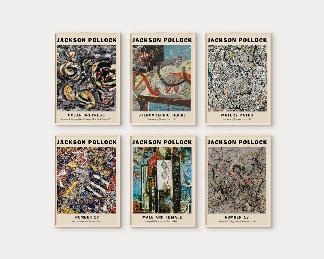 Jackson Pollock Print Set of 6, Exhibition Poster Set, Painting Poster ...