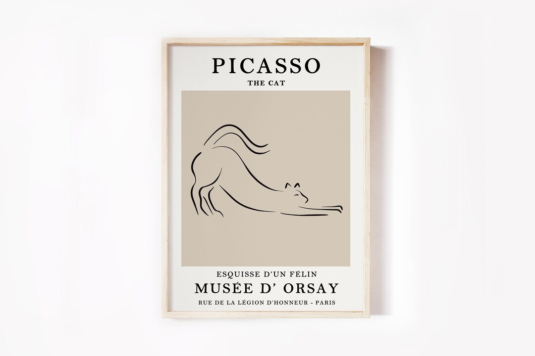 Picasso Cat Poster, Digital Prints, Picasso Print, Picasso Cat Drawing ...