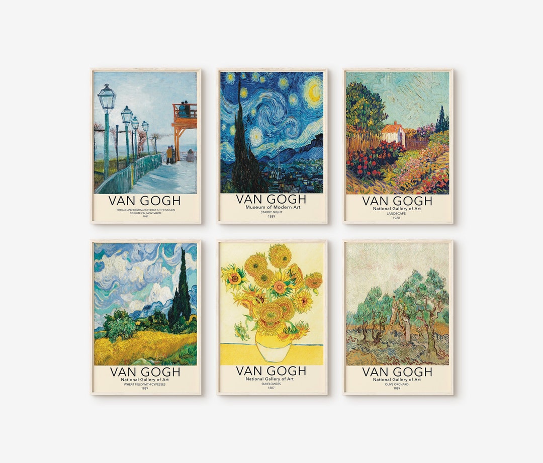 Van Gogh Print Set of 6, Van Gogh Poster, Van Gogh Painting Set, Van ...