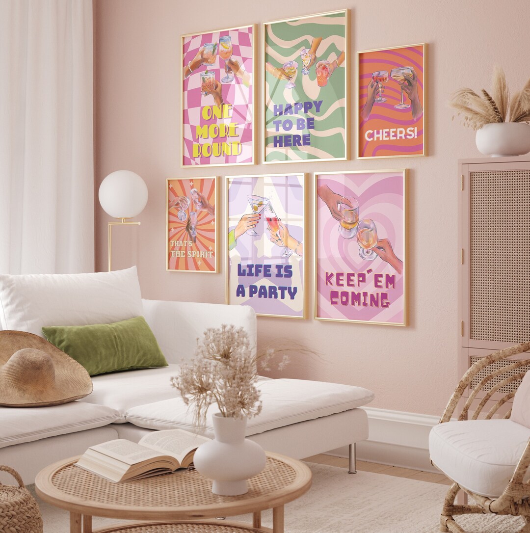 Preppy Bar Cart Prints, Preppy Wall Art, Bar Cart Printable Wall Art ...