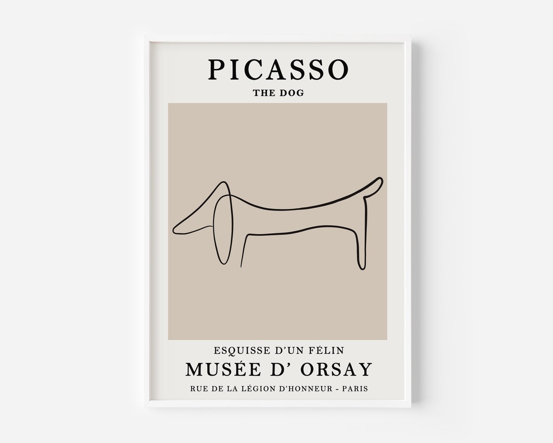 Picasso Line Art Dog Picasso Print Sousage Dog Poster Line | Etsy