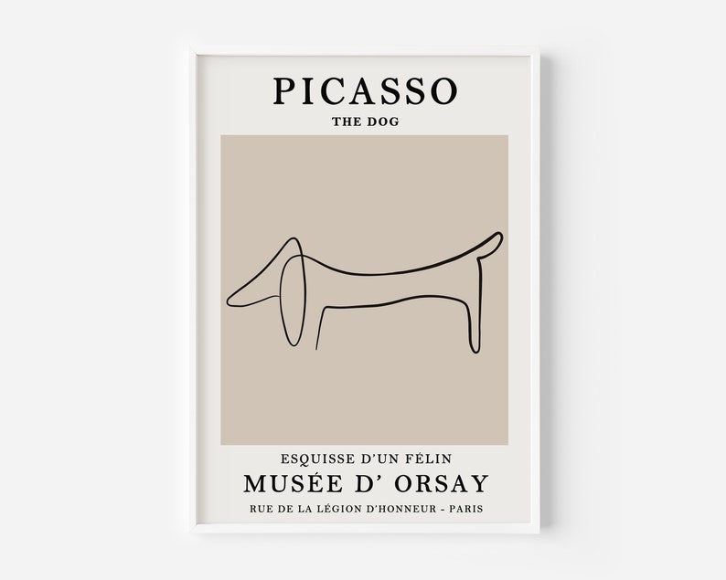 Picasso Line Art Dog Picasso Print Sousage Dog Poster Line | Etsy