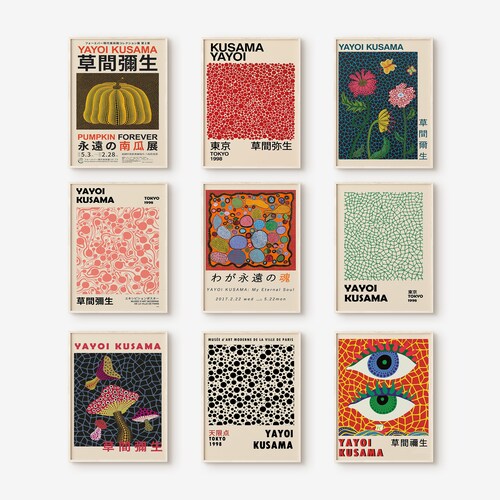 Yayoi Kusama Poster Yayoi Kusama Set of 3 Prints Gallery - Etsy