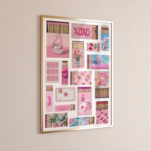 Preppy Pink Matchbox Art Prints, Trendy Collage Room Decor, Girly Wall ...