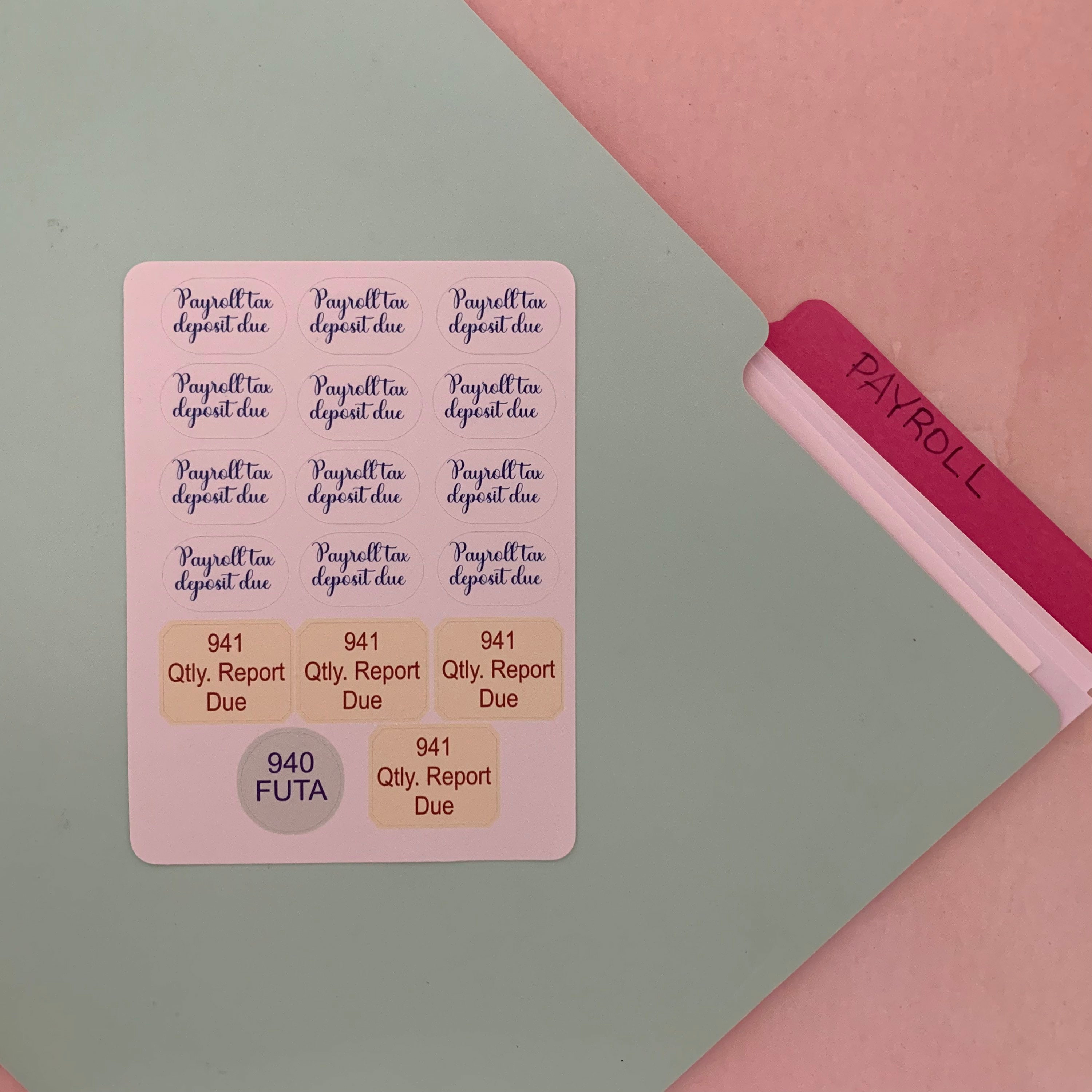 Payroll Stickers * Small Business Stickers * Tax Deposit Reminders ...