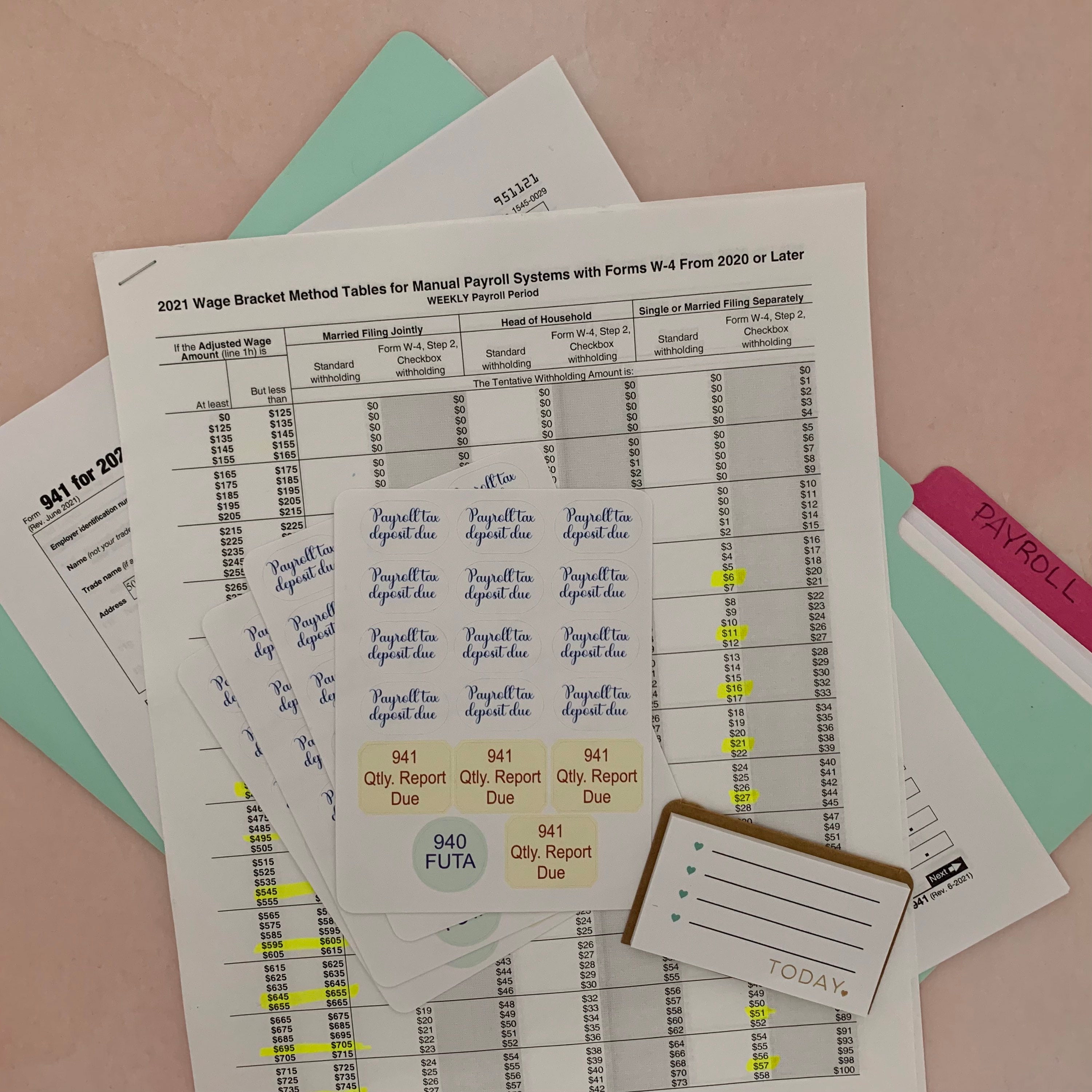 Payroll Stickers * Small Business Stickers * Tax Deposit Reminders ...