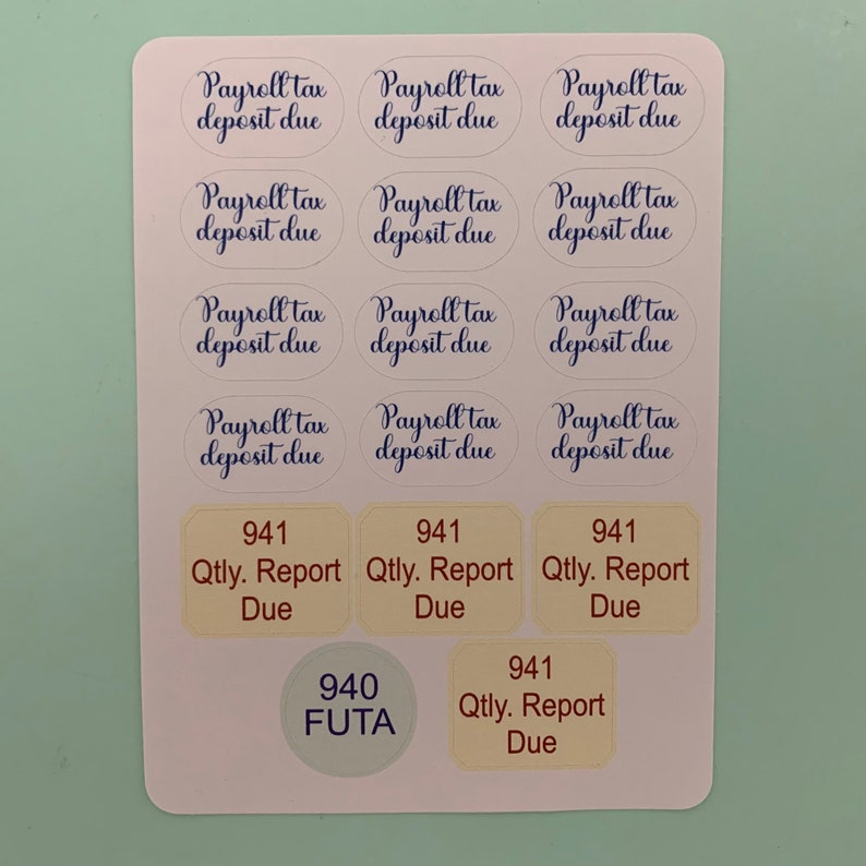 Payroll Stickers * Small Business Stickers * Tax Deposit Reminders ...