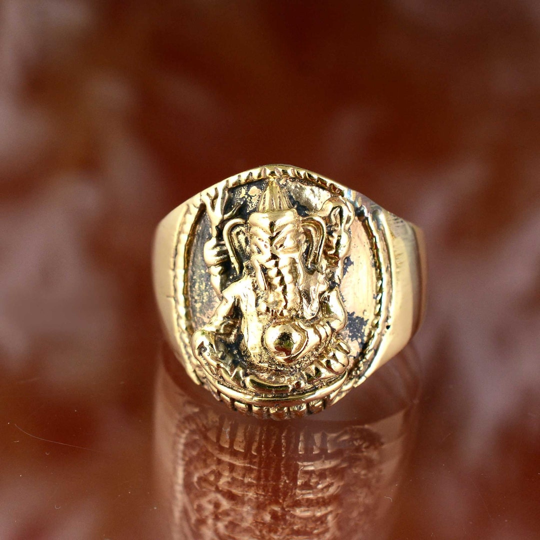 Gold Lord Ganesha Ring, Indian Gift Hindu God Jewelry OM Ganesh Rings ...