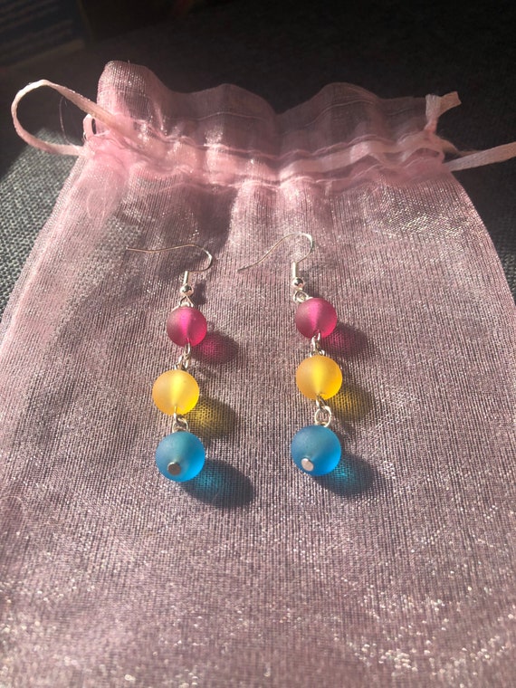 Lgbtq Pride Drop Earrings Pansexual Pride Earrings Pans Etsy
