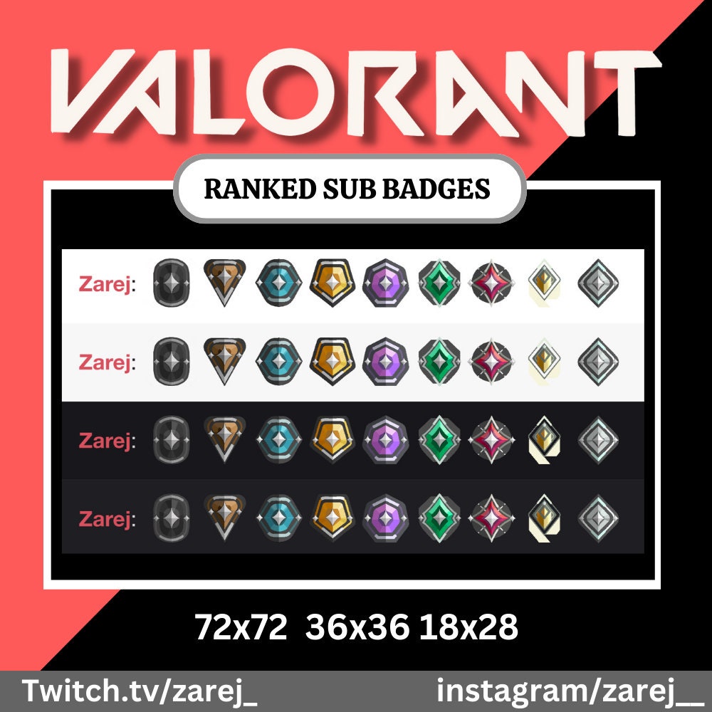 Valorant Ranked Sub Badges for Twitch , Kick , Discord | Iron Gold ...