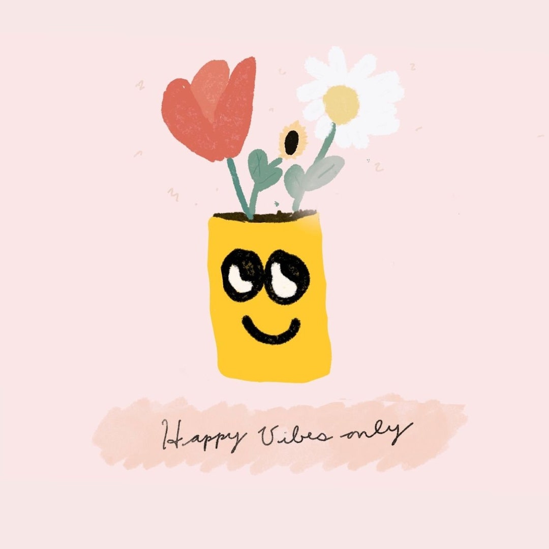 Printable Happy Vibes Sticker - Etsy