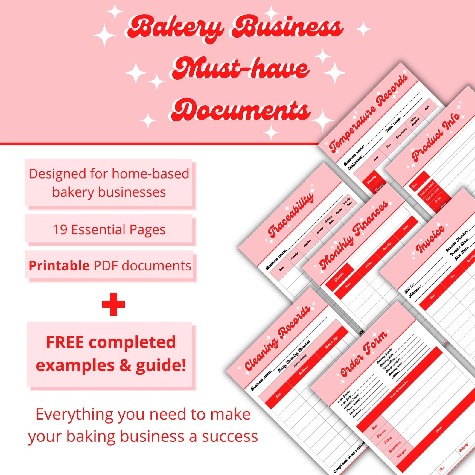 Essential Bakery Business Templates Cake Business Planner Cake Order ...