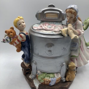 Vintage Ceramic Teapot Old Fashioned Ringer Washer Mom and Son RARE - Etsy