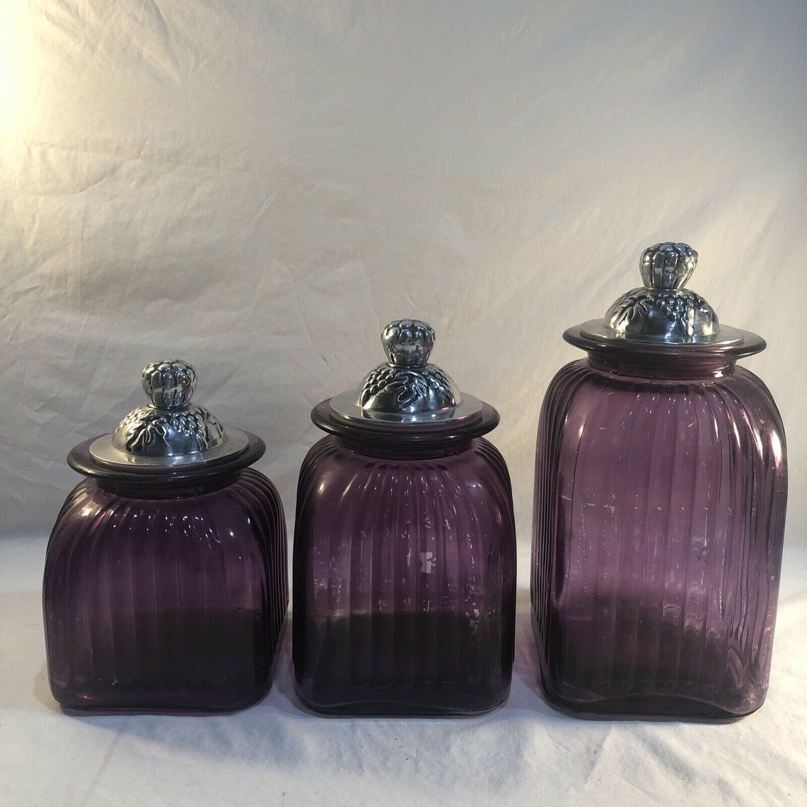 Purple Glass Canisters With Lids
