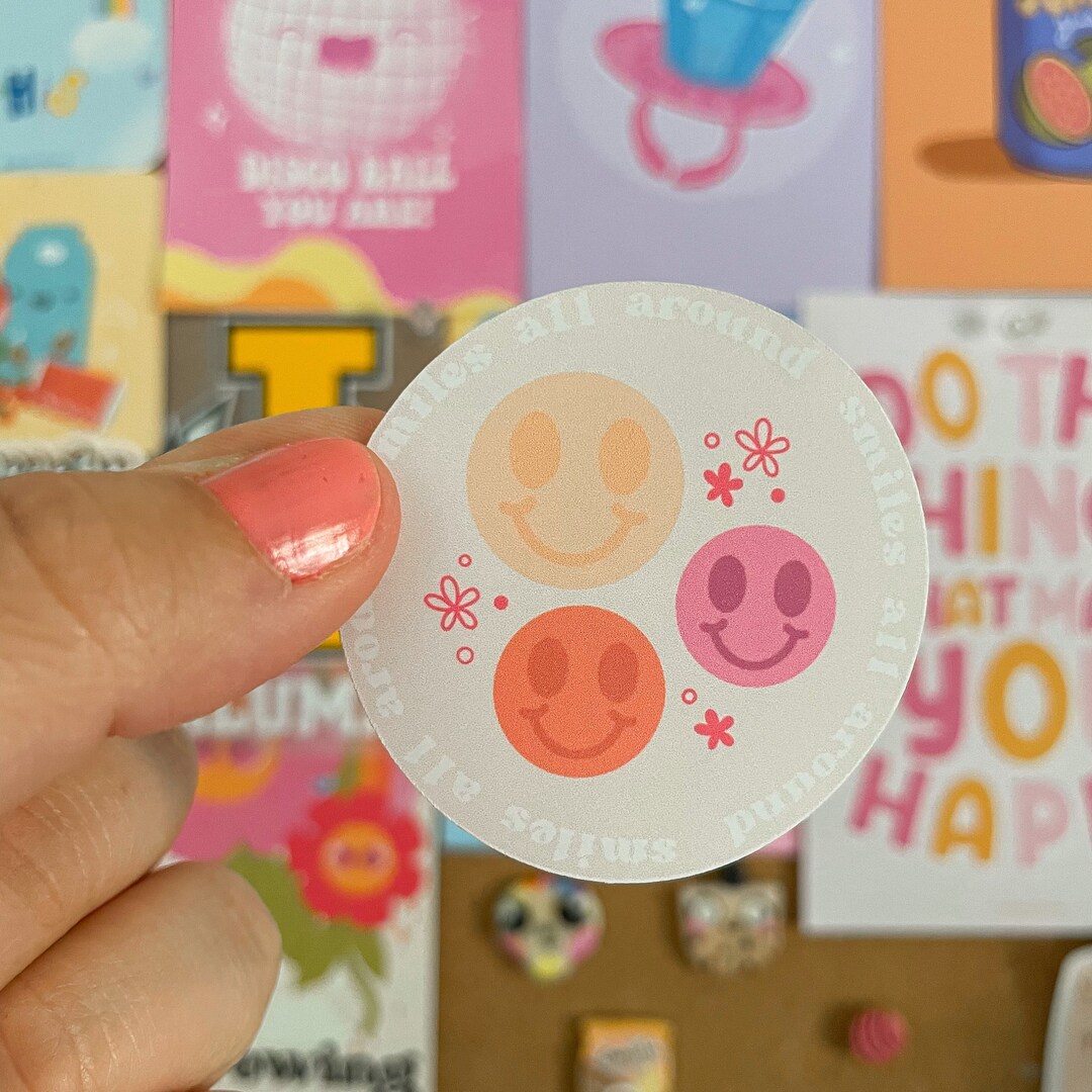Smiley Sticker | Smiles All Around | Cute Sticker | Smiley Face - Etsy