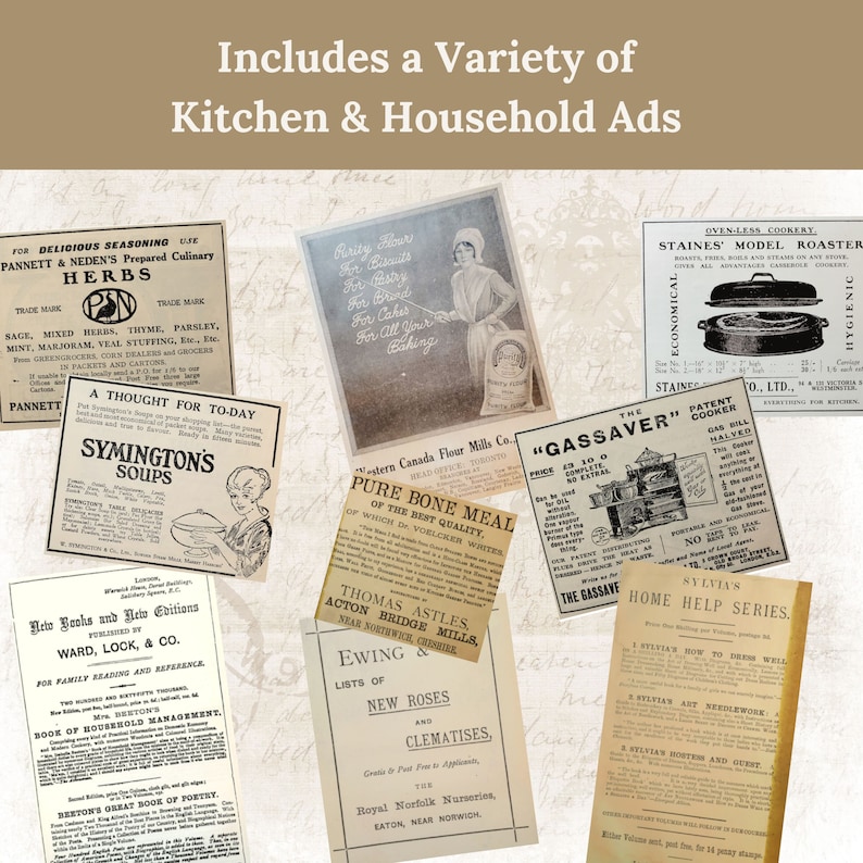 Printable Antique Print Ads, Vintage Junk Journal Ephemera From the ...