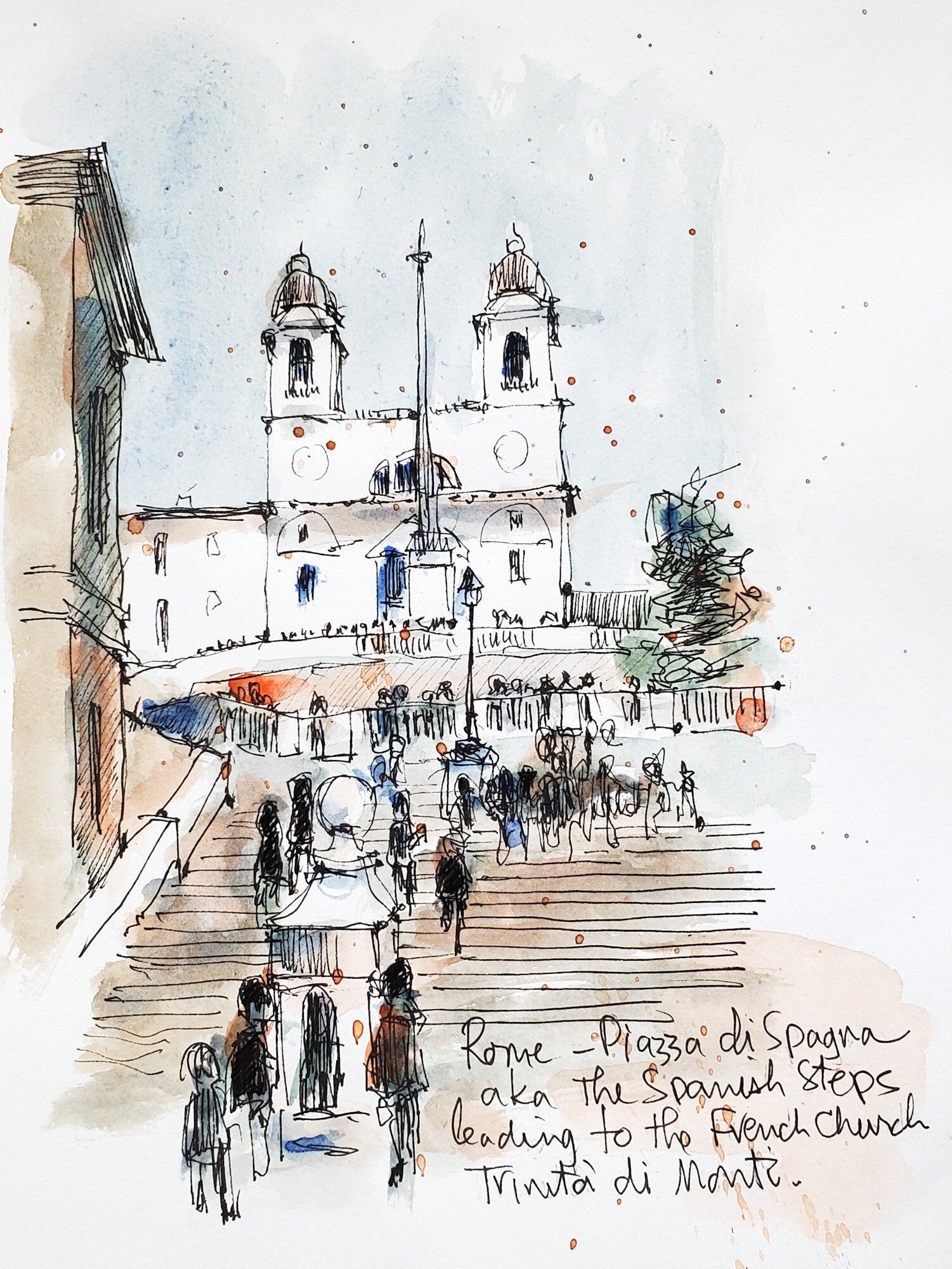 Watercolour Print - Spanish Steps, Rome - Etsy