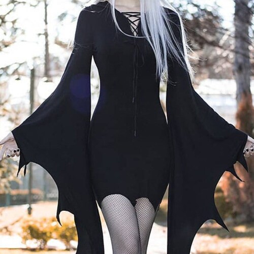 BAT SLEEVE DRESS Vampire Style Dress With Long Wide Sleeves | Etsy