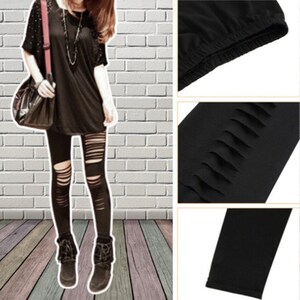 Ripped Leggings in Black Gothic Leggings With Rips - Etsy