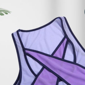 Neon Purple Magenta Bodysuit Elegant Body in Mesh Sensual Bodysuit Top ...