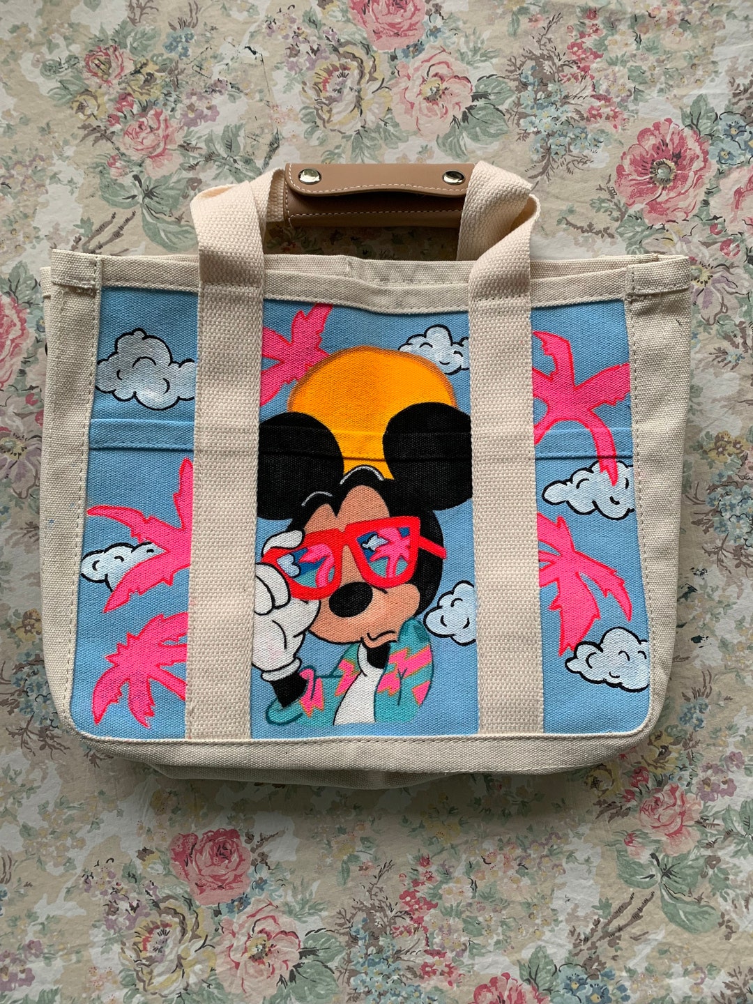 Hand Painted Mickey Mouse Canvas Tote Bag Disney Purse Bag Backpack - Etsy
