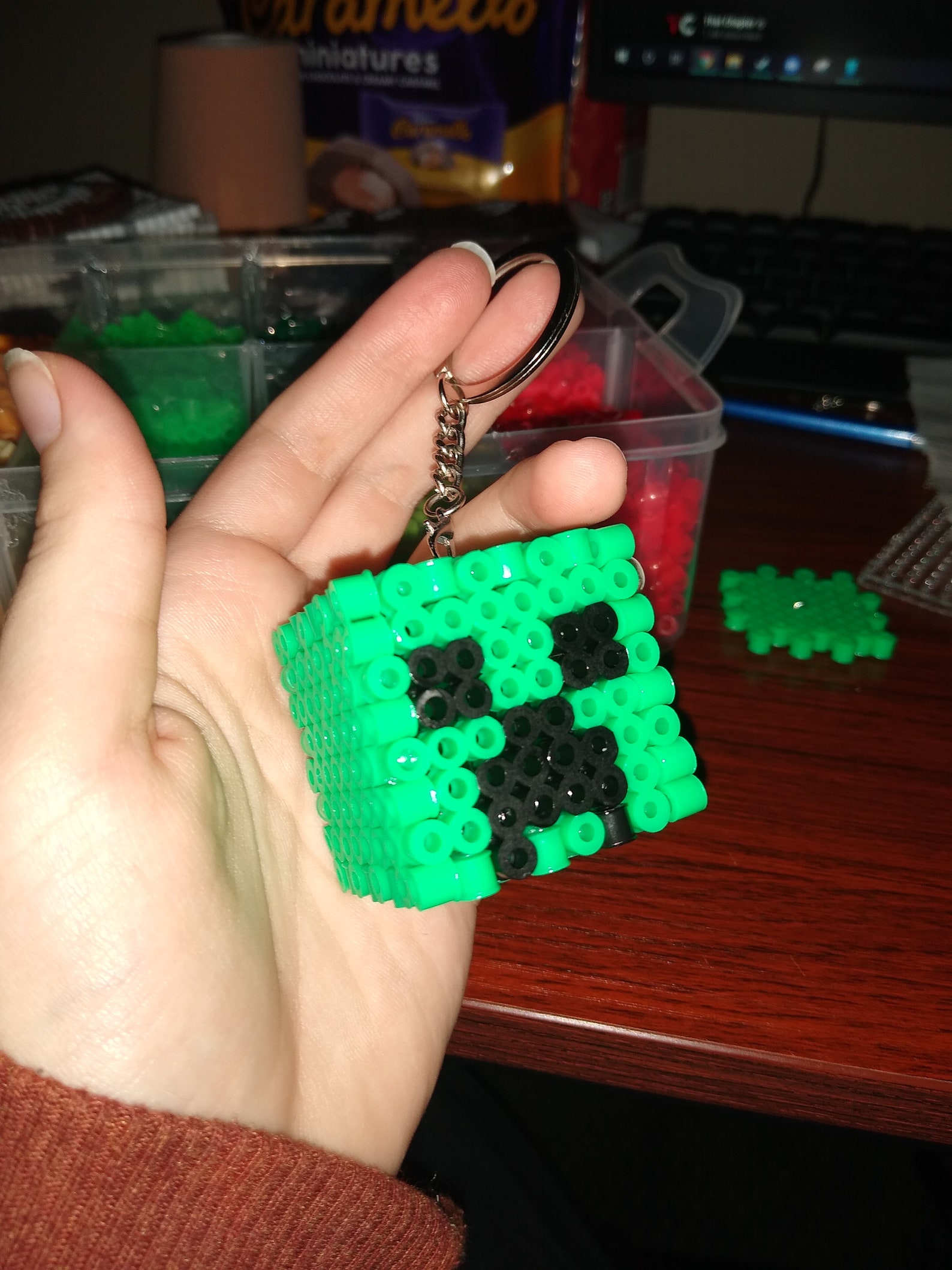 Minecraft Creeper Perler Bead Character Keychain Perler Beads | Images ... Minecraft Creeper Perler Bead Character Keychain Perler Beads | Images ...