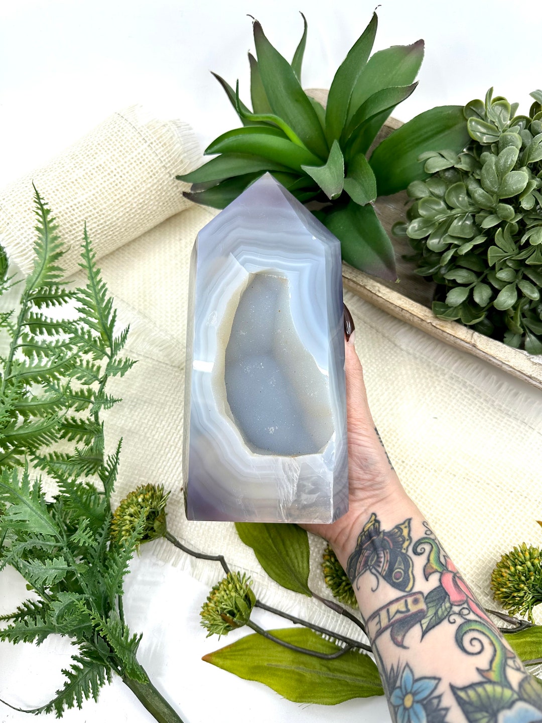 4LB Sugar Druzy Agate Tower, Crystal Tower, Crystal Point, Healing ...