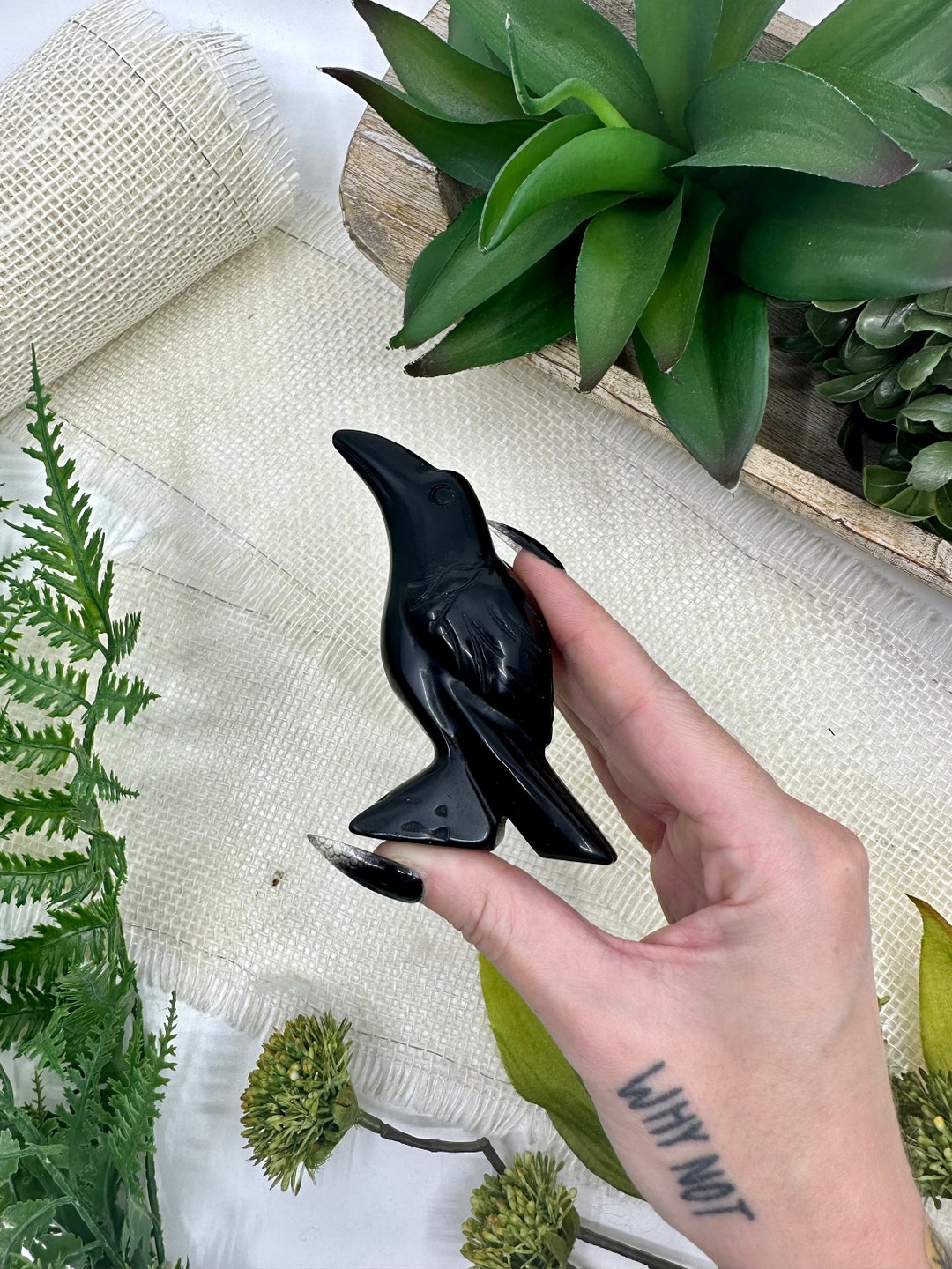 Black Obsidian Raven Crystal Raven Raven Carving Crystal - Etsy