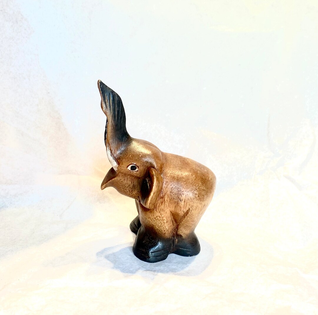 Vintage Wooden Elephant Statue, Hand Carved Animal Figurinevintage ...