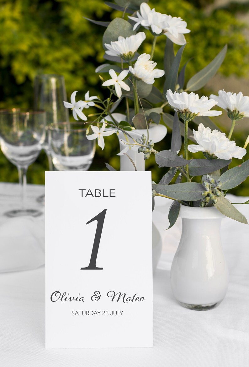 Table Numbers, Reception Table Numbers, Simple and Modern Table Number ...