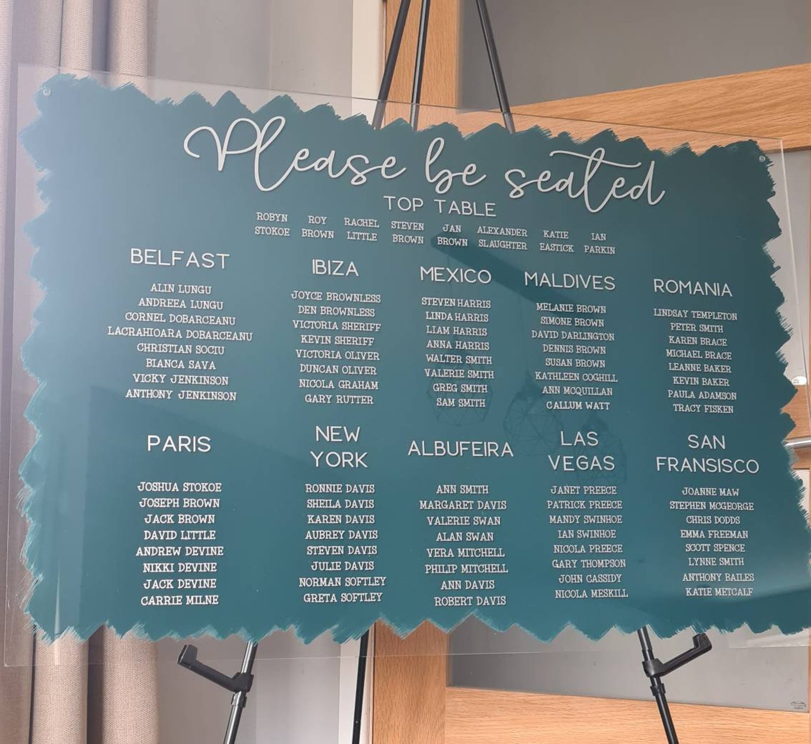 Acrylic Wedding & Event Table Plan - Table Seating Plan - Acrylic Table ...