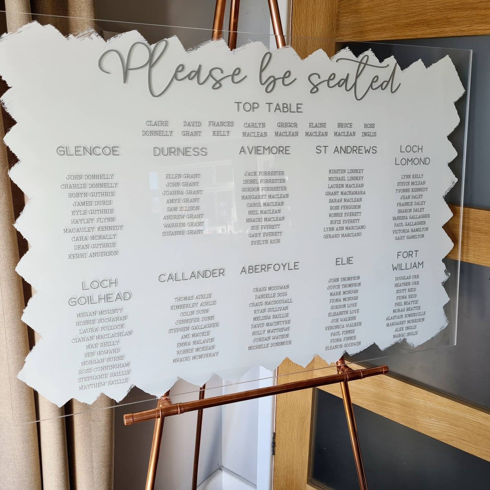 Acrylic Wedding & Event Table Plan - Table Seating Plan - Acrylic Table ...
