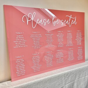 Acrylic Wedding & Event Table Plan - Table Seating Plan - Acrylic Table ...