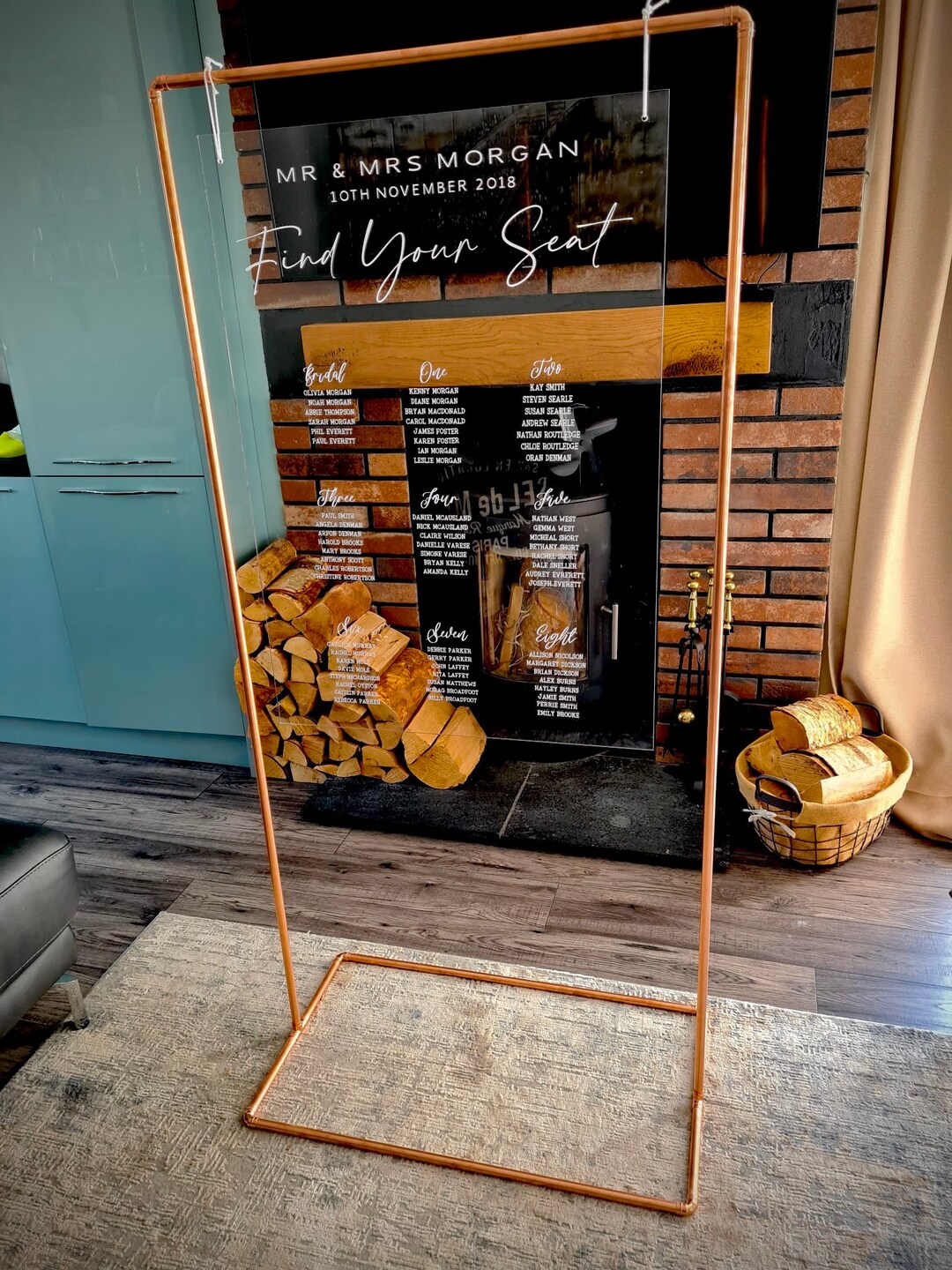 Copper Stand With Hooks Wedding Seating Chart Wedding Sign Stand ...