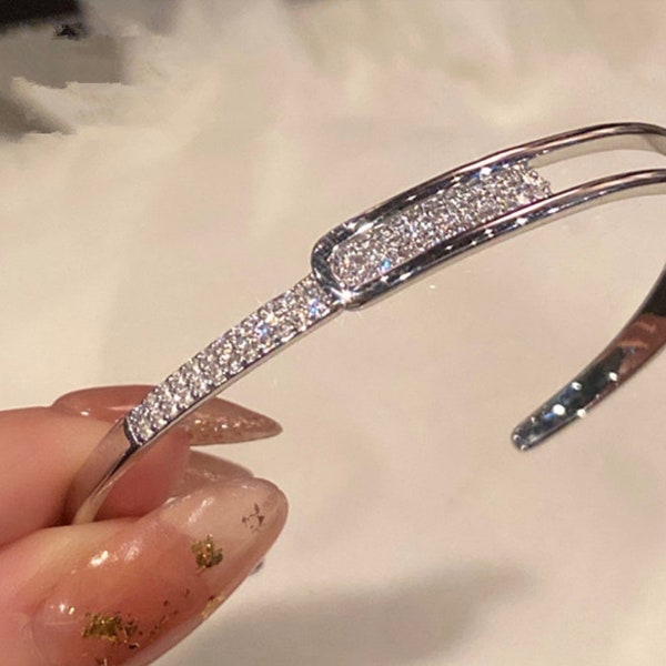 Modern Silver Bangle - Etsy