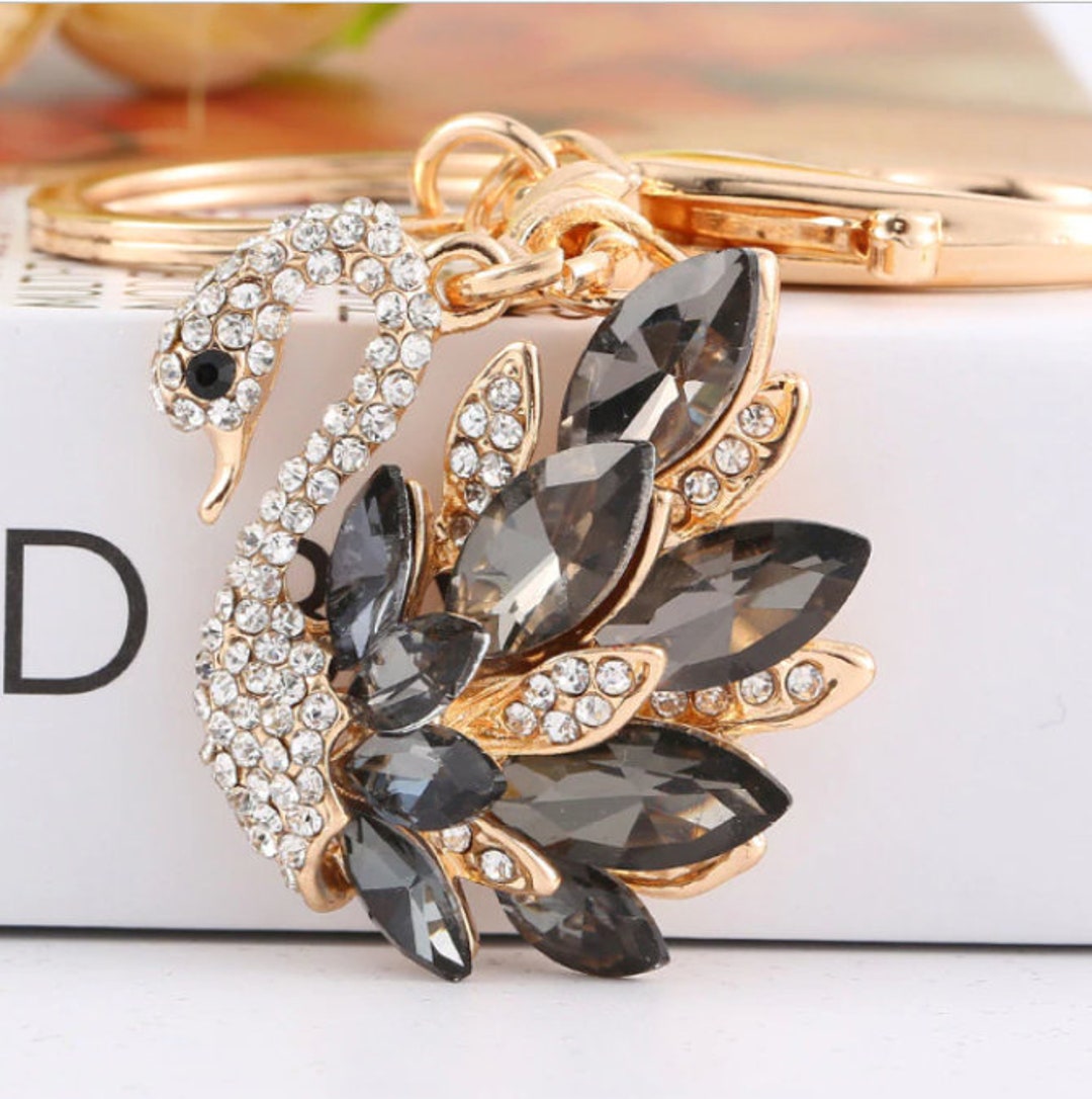 Swan Crystal Three-dimensional Swan Keychain or Bag Charm - Etsy