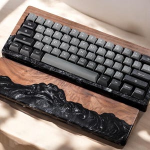 Handmade Black Resin Epoxy Keyboard Wrist Rest: Wooden Accents - Etsy