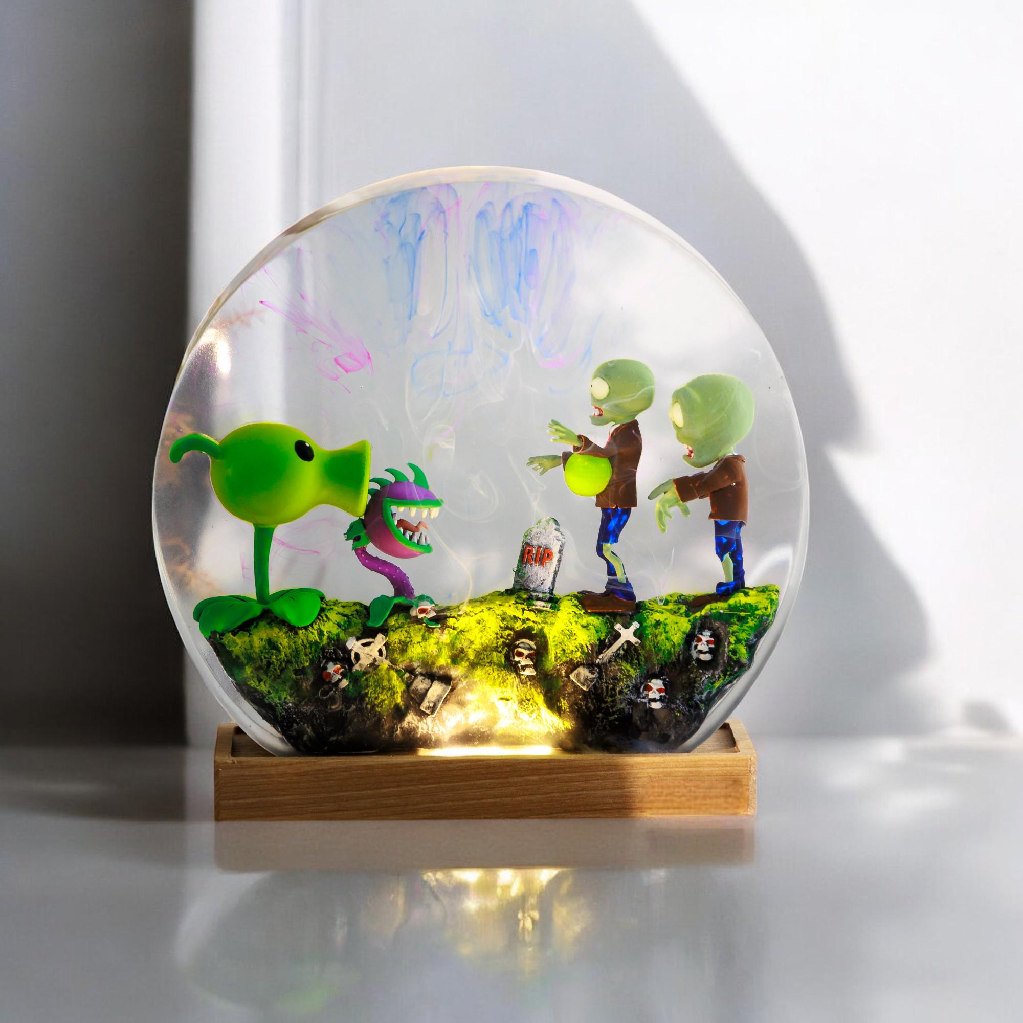 Plants Vs Zombies Resin Lamp: Custom Handmade Wood Night Light - Etsy