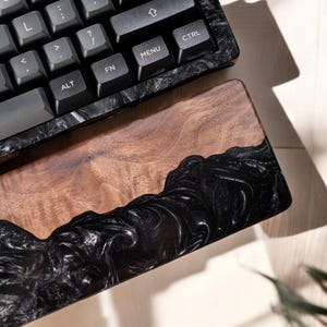Handmade Black Resin Epoxy Keyboard Wrist Rest: Wooden Accents - Etsy