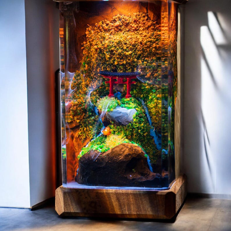 Handmade Torii Gate Resin Lamp: Autumn Forest Table Light - Etsy