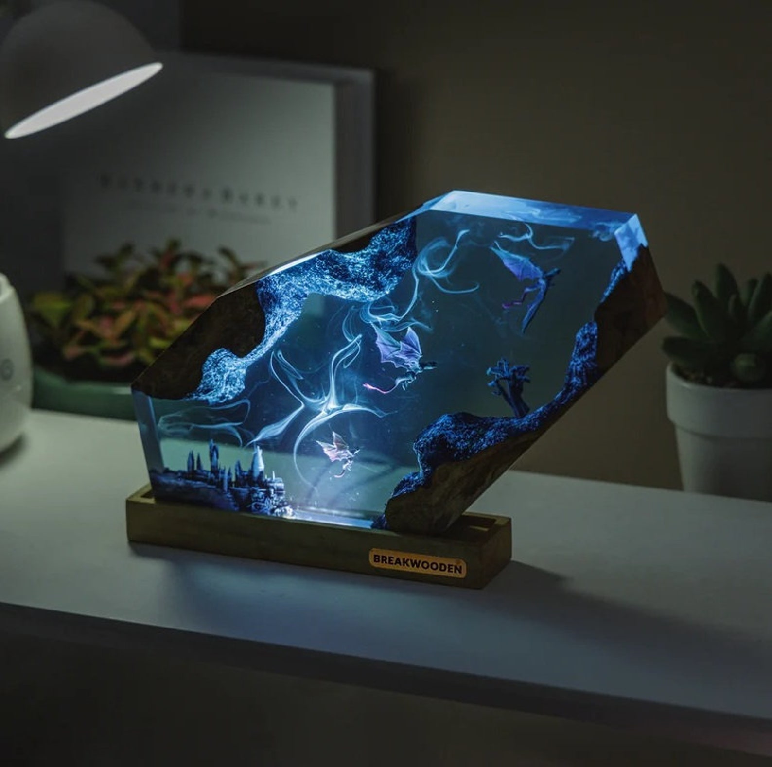 Resin Wood Art Lamp, Resin Night Light, Mystery Epoxy Lamp, Magic World ...