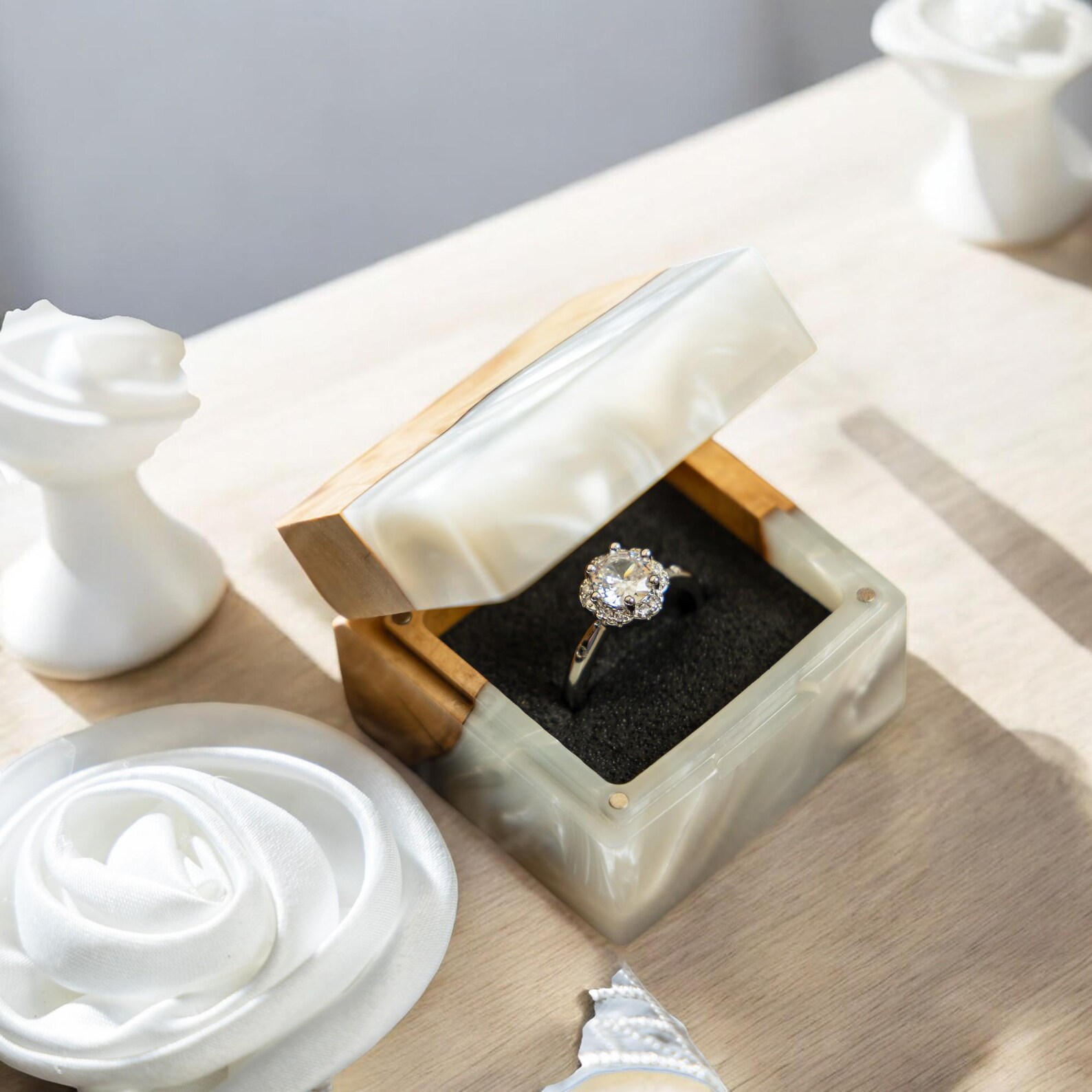Handmade Wooden Resin Ring Box: Engagement Ring Proposal - Etsy UK