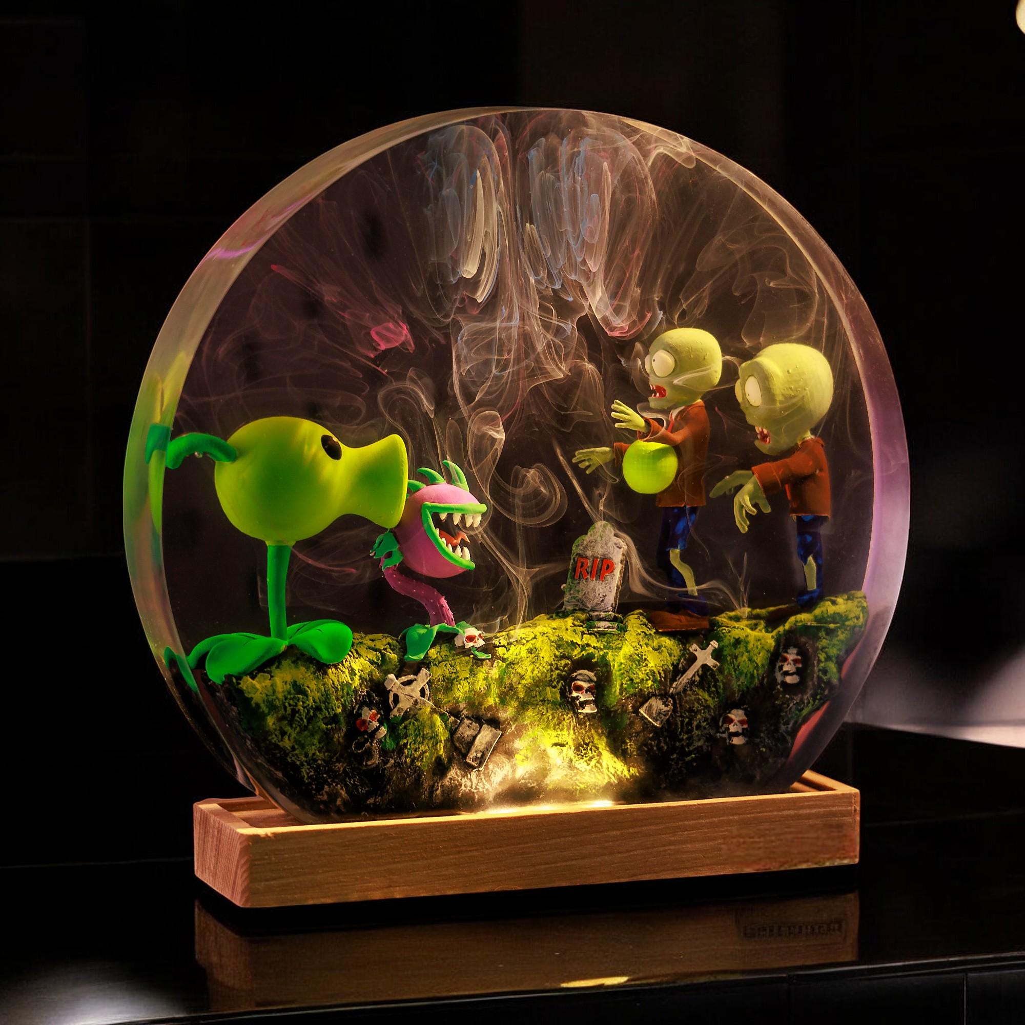 Plants Vs Zombies Resin Lamp: Custom Handmade Wood Night Light - Etsy