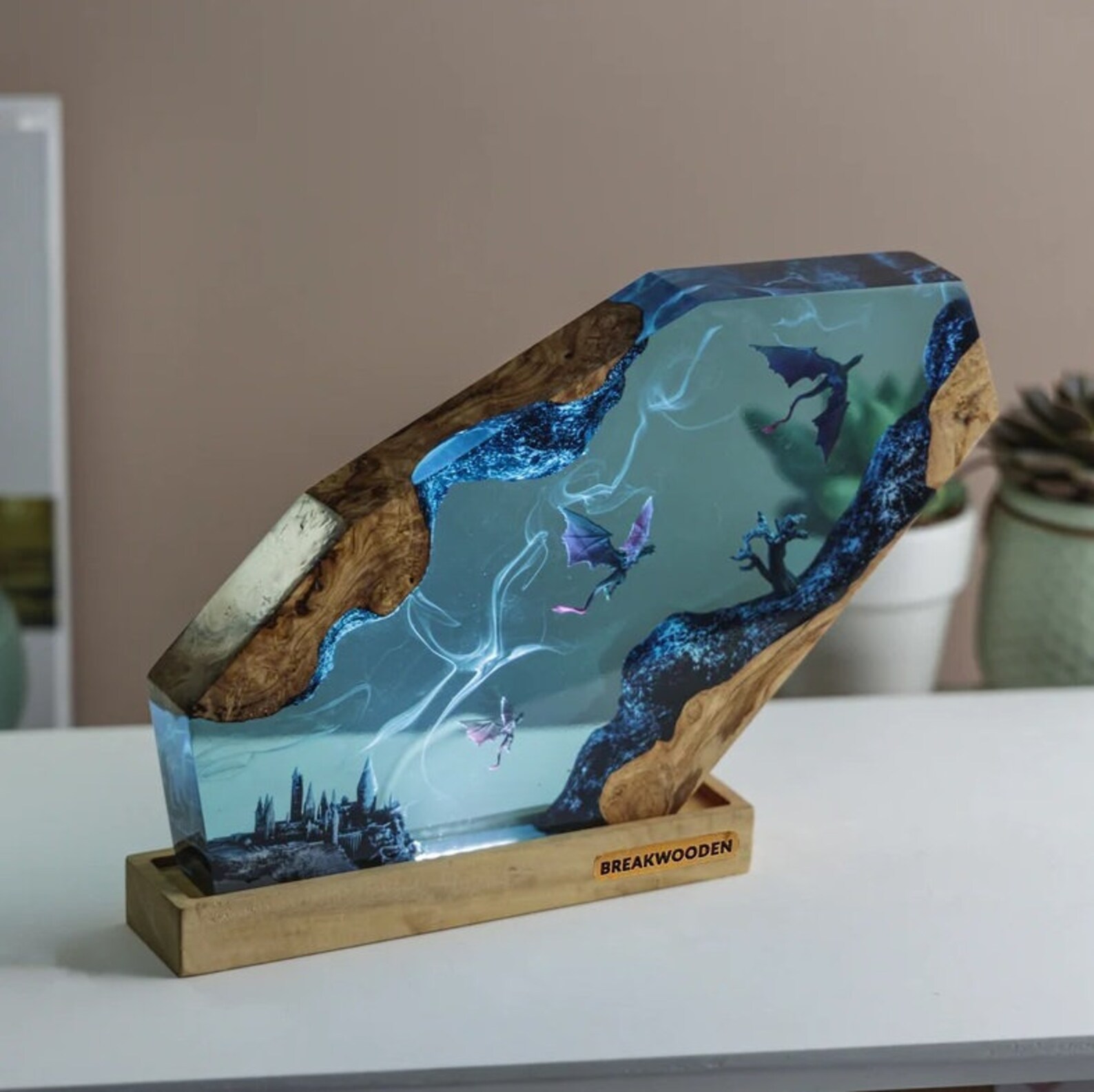 Resin Wood Art Lamp, Resin Night Light, Mystery Epoxy Lamp, Magic World ...
