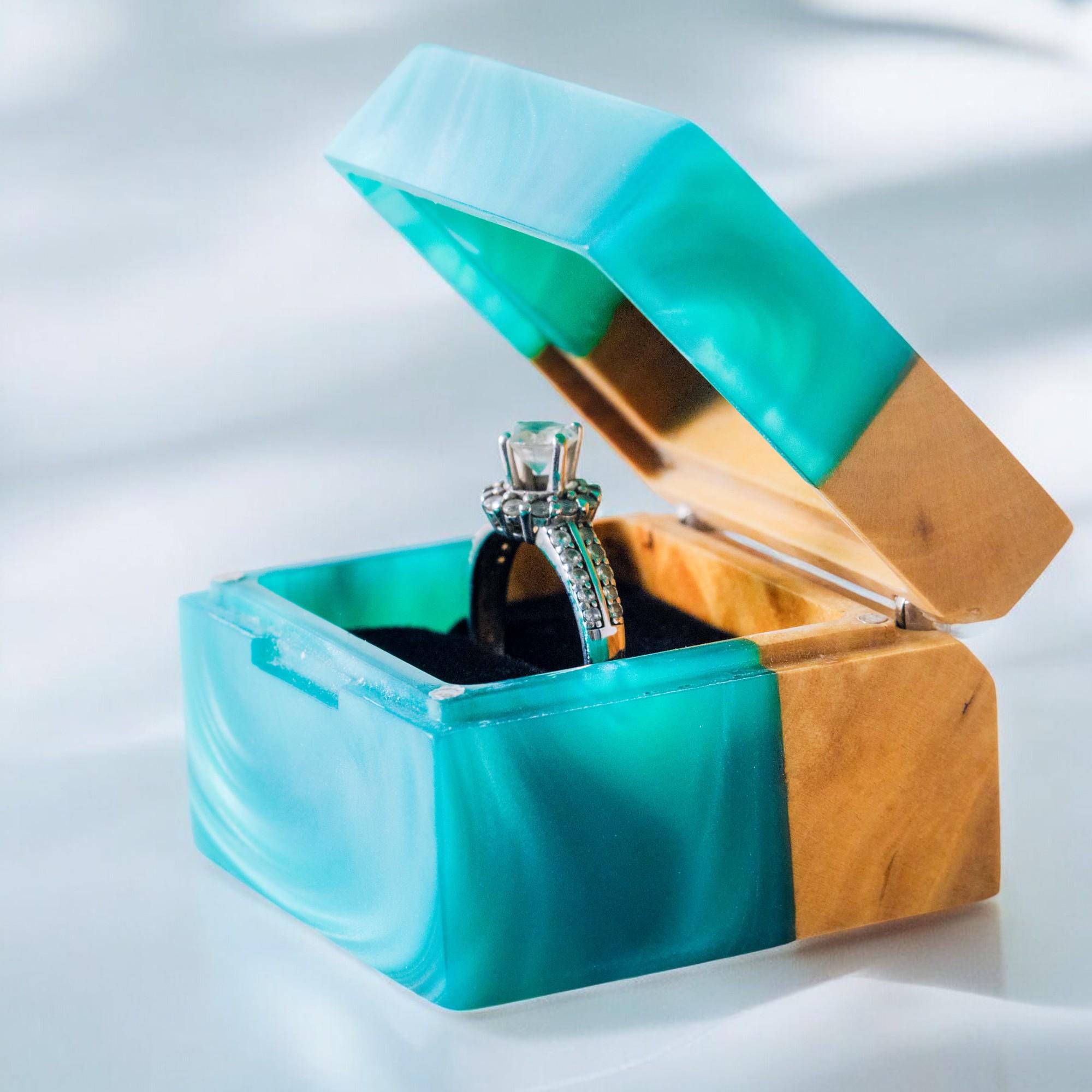 Handmade Wooden Resin Ring Box: Engagement Ring Proposal - Etsy UK